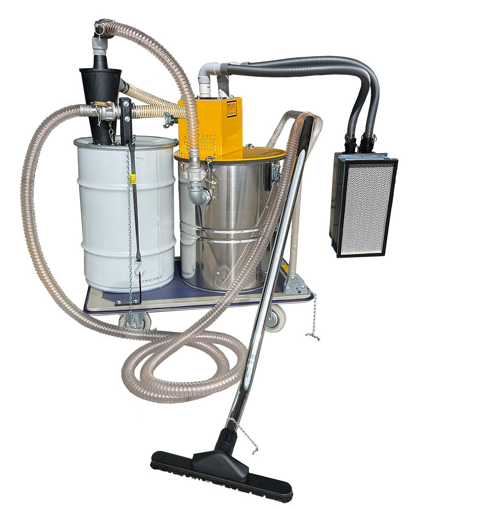 100 cfm HEPA/Cyclone 60 litre - ATEX certified - Combustible dust vacu ...